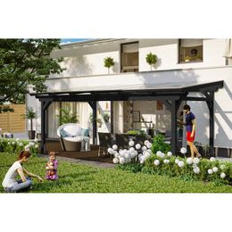 Skan Holz Terrassendach &raquo;Sanremo&laquo; grau Polycarbonat (PC) B/H/T: 648cm x 226cm x 250cm, farbig lasiert