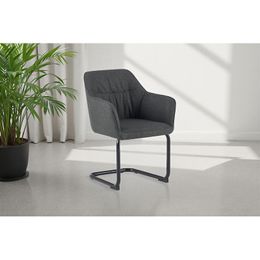 OTTO home Freischwinger &raquo;Elba&laquo; (Set) 2 Stk.gem&uuml;tlicher Stuhl / Sessel, 180 Grad drehbar, Auto Return, Webstoff grau Metall, Polyester B/H/T: 60cm x 