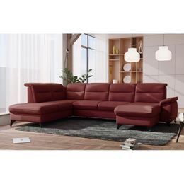 Sit & More sit&more Wohnlandschaft &raquo;Astoria U-Form&laquo; wahlweise mit motorischer Relaxfunktion rot 100% Polyester B/H/T: 329cm x 91cm x 225cm, Luxus-Microfaser 
