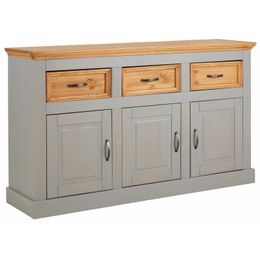 OTTO home Sideboard &raquo;Selma&laquo; Kommode aus massivem Kiefernholz, Breite 145 cm grau MDF, Massivholz B/H/T: 145cm x 87cm x 38cm, 3 Stk., Kiefer, 3 Stk.