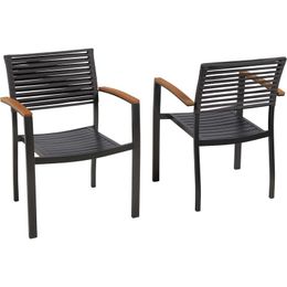 Merxx Gartensessel &raquo;Parella&laquo; Set, 2 Stk. tlg. R&uuml;ckenfl&auml;che aus Ropeb&auml;ndern, Armlehnen aus Kunststoff schwarz Textilb&auml;nder B/H/T: 61cm x 53,5cm x 53cm