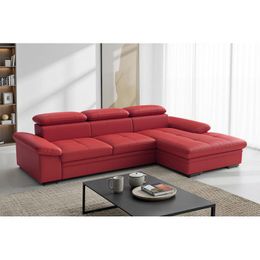 Sit & More sit&more Ecksofa &raquo;Viola, Leder, L-Form, B: 260 cm, mit Armteil- und Kopfteilvertsellung&laquo; optional mit Schlaffunktion rot B/H/T: 260cm x 73cm x 174cm, 