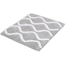Kleine Wolke Badematte &raquo;Piana, Badvorleger, Badezimmer Teppich&laquo; H&ouml;he 23 mm rutschhemmend beschichtet fu&szlig;bodenheizungsgeeignet Badteppich, modernes Wellen 3D-Design