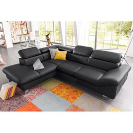 COTTA Ecksofa &raquo;Driver L-Form, B: 265 cm&laquo; Kopfteilverstellung, optional Schlaffunktion & Bettkasten schwarz Kunstleder SOFTLUX ;LEDER BEEFY (ein 