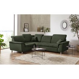 DOMO collection Ecksofa &raquo;FRANZI zeitlos und elegant, moderne Sitzheftung, L-Form&laquo; wahlweise mit Kopfteilverstellung (dann Breite: 275 cm) gr&uuml;n B/H/T: 