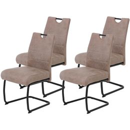 Hela Freischwinger &raquo;FLORA Freischwinger mit Griff, 140kg belastbar&laquo; (Set) 4 Stk.XL-Esszimmerstuhl, Federkern f&uuml;r Sitzkomfort beige Metall, Polyester, 
