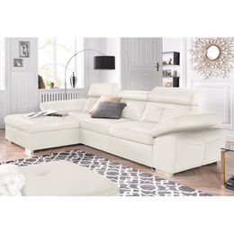 exxpo - sofa fashion Ecksofa &raquo;Spring, super bequem, mit Armteil- und Kopfteilfunktion&laquo; L-Form, wahlweise mit Bettfunktion und Bettkasten wei&szlig; Luxus-