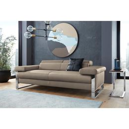 W.Schillig 2-Sitzer &raquo;finn&laquo; German Design Award 2016, Fu&szlig;gestell Chrom gl&auml;nzend, Breite 210 cm braun Flachgewebe S22 (100% Polyester);Stoff S37 (100% 