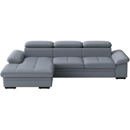 Sit & More sit&more Ecksofa &raquo;Viola, Leder, L-Form, B: 260 cm, mit Armteil- und Kopfteilvertsellung&laquo; optional mit Schlaffunktion grau B/H/T: 260cm x 73cm x 174cm,