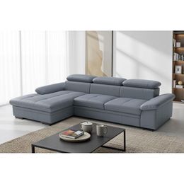 Sit & More sit&more Ecksofa &raquo;Viola, Leder, L-Form, B: 260 cm, mit Armteil- und Kopfteilvertsellung&laquo; optional mit Schlaffunktion grau B/H/T: 260cm x 73cm x 174cm,