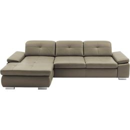 Die PlanBar Ecksofa &raquo;PN-IN16012 L-Form, Breite 309 cm&laquo; inkl. Sitztiefenverstellung, optional mit Kopfteilverstellung grau B/H/T: 309cm x 85cm x 195cm,