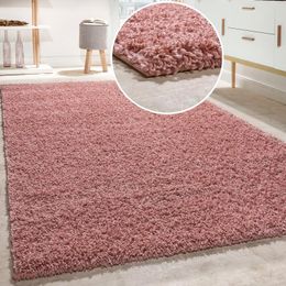 Paco Home Teppich &raquo;Twister 500&laquo; rechteckig 44 mm H&ouml;he Uni Hochflor Shaggy mit hoher Fadendichte pink Kunstfaser B : 120cm 1 Stk., 44mm, L: 170cm
