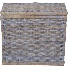 my home W&auml;schetruhe &raquo;Duo&laquo; mit 2 Kammern grau Geflecht Rattan B/H/T: 69cm x 61cm x 37cm