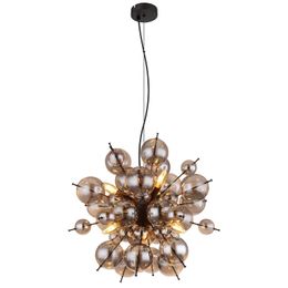 Globo LIGHTING H&auml;ngeleuchte &raquo;UDO&laquo; E14 1 Stk. H&auml;ngeleuchte Schwarz, Glaskugeln Rauch, h&ouml;henk&uuml;rzbar, E14 6, &Oslash; 55cm H: 120cm, 1 Stk.