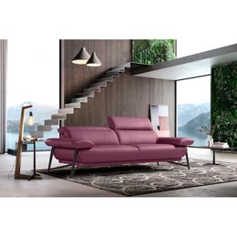 Egoitaliano 2,5-Sitzer &raquo;Anais, Designsofa mit erstklassigem Sitzkomfort, Fu&szlig;farbe schattengrau&laquo; Kopfteil verstellbar, 232 cm, Leder NUVOLE, violett lila Leder &raquo;