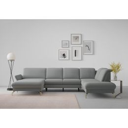 Sit & More sit&more Wohnlandschaft &raquo;Fashion U-Form&laquo; wahlweise mit Kopfteilverstellung, Vorziehsitz, motorisch, Nickelf&uuml;&szlig;e grau B/H/T: 338cm x 84cm x 207cm, 