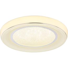 Globo LIGHTING Deckenleuchte &raquo;MICKEY&laquo; LED-Modul 1 Stk. Deckenleuchte Wei&szlig;/Chrom, Opal/Kristalle, dimmbar, LED 30W wei&szlig; 1, &Oslash; 65cm H: 9,5cm, 1 Stk.