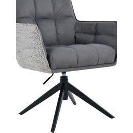 Hela Drehstuhl &raquo;POMBA&laquo; () 1 Stk.360&deg; drehbar, h&ouml;henverstellbar, Federkorb, Armlehnen, 140kg belastbar grau Metall, Polyester, Stoff B/H/T: 61cm x 