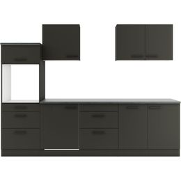 Optifit K&uuml;chenzeile &raquo;Palma&laquo; Breite 270 cm, wahlweise mit E-Ger&auml;ten, seitenverkehrt stellbar grau B/H/T: 270cm x 60cm, ohne E-Ger&auml;te