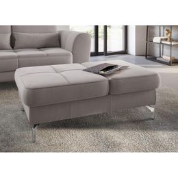 Sit & More sit&more Hocker &raquo;Bendigo&laquo; mit Klappfunktion, Bodenfreiheit 12 cm, wahlweise in 2 Fu&szlig;farben beige B/H/T: 114cm x 42cm x 71cm, Samtoptik,mit satiniertem