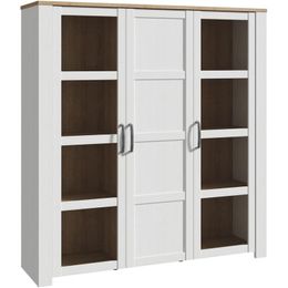 FORTE Highboard &raquo;Bohol, gro&szlig;es Highboard 2, Glast&uuml;ren, viel Stauraum&laquo; B/H/T 151,1/160,6/42 cm Beleuchtung optional bestellbar wei&szlig; Glas, Spanplatte B/
