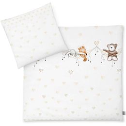 Julius Z&ouml;llner Kinderbettw&auml;sche &raquo;Schlummerbande, 80x80 cm f&uuml;r Wiegen, Stubenwagen und Kinderwagen&laquo; 2 Stk. in 100x135cm passt in Babybetten von 70x140 und 60x120 cm 