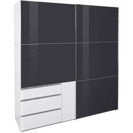 wimex Schwebet&uuml;renschrank &raquo;Level by fresh to go&laquo; mit Glast&uuml;ren wei&szlig; B/H/T: 200cm x 216cm x 65cm, Schubladen: 3 Stk. T&uuml;ren: 2 Stk.