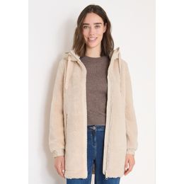 Cecil Damen Fellimitatmantel, beige, Gr. XXL, unifarben, Stoff;Pl&uuml;sch, Obermaterial: 100% Polyester. Futter: 100% Polyester. Kapuze: 100% Polyester,