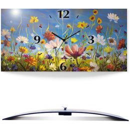 Artland Wanduhr &raquo;Wildblumenwiese&laquo; wahlweise mit Quarz- oder Funkuhrwerk, lautlos ohne Tickger&auml;usche bunt B/H/T: 60cm x 30cm x 0,3cm, Funkuhr