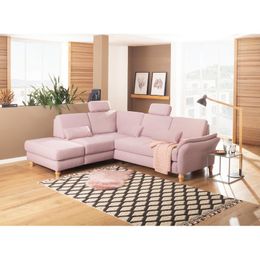 Home Affaire Ecksofa &raquo;Palace L-Form&laquo; incl. Sitztiefenverstellung, wahlweise mit Schlaffunktion und Stauraum rosa Struktur fein (100% Polyester);