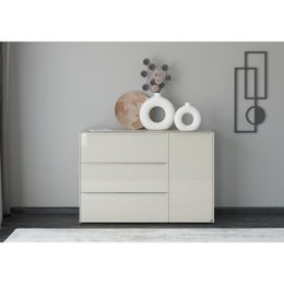set one by Musterring Sideboard &raquo;Reno&laquo; 1 Stk. tlg. Mit Gleitern und in verschiedenen Farben erh&auml;ltlich beige Glas, Holzwerkstoff B/H/T: 137cm x 94cm x