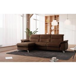 Sit & More sit&more Ecksofa &raquo;Astoria L-Form&laquo; wahlweise mit motorischer Relaxfunktion braun 100% Polyester B/H/T: 260cm x 91cm x 175cm, Luxus-Microfaser in 