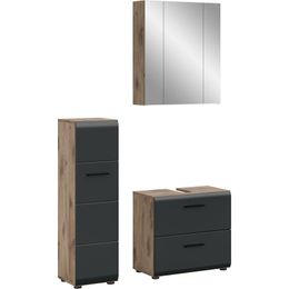 Welltime Badezimmer-Set Set, 3 Stk. tlg. schwarz Holzwerkstoff, MDF B/H/T: 105cmcm x 185cmcm x 30cmcm