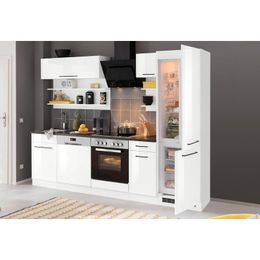 KOCHSTATION K&uuml;chenzeile &raquo;KS-Tulsa&laquo; ohne E-Ger&auml;te, Breite 270 cm, schwarze Metallgriffe, MDF Fronten wei&szlig; B/H/T: 270cm x 60cm