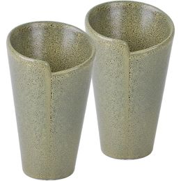Creatable Snackschale &raquo;Cone&laquo; 2 Stk. aus Steinzeug Servierschale, Dipschale, Topaktueller &bdquo;Streat Food&ldquo; Trend gr&uuml;n Steinzeug B/H/L: 9,5cm x 15cm