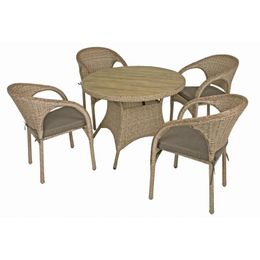 Garden Pleasure Garten-Essgruppe &raquo;BASTIA&laquo; Set, 9 tlg. mit Polsterung Aluminium, Kunststoff, Polyester B/H/T: 200cm x 73cm x 200cm, Polyester