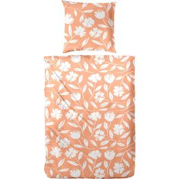 Primera Wendebettw&auml;sche &raquo;Perkal Bettw&auml;sche&laquo; 2 glatte Oberfl&auml;che, perfekt f&uuml;r erholsame N&auml;chte, atmungsaktiv orange Perkal, Obermaterial: 100% Baumwolle B/L: 