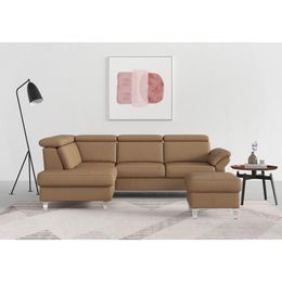 Sit & More sit&more Ecksofa &raquo;Arngast L-Form&laquo; inklusive Kopfteilverstellung und Federkern braun B/H/T: 245cm x 84cm x 194cm, NaturLEDER , Ottomane links, ohne 