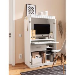 VOGL M&ouml;belfabrik Sekret&auml;r &raquo;Niklas&laquo; PC-Schrank, Home Office, Ma&szlig;e 80x50x138 cm, Made in Germany wei&szlig; B/H/T: 80cm x 138cm x 50cm