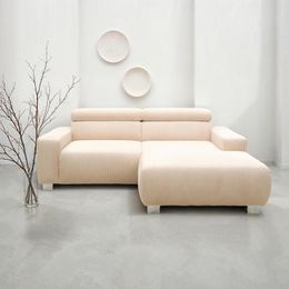 DOMO collection Ecksofa &raquo;100030 inkl. Kopfteilverstellung, guter Sitzkomfort, Cordbezug, L-Form&laquo; mit komfortabler Wellenunterfederung, ideal f&uuml;r 
