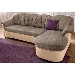 DOMO collection Ecksofa &raquo;FLORES Schlafsofa, 233x142x86 cm, L-Form&laquo; whlw. mit Bettfunktion, whlw. mit Federkern braun Kunstleder SOFTLUX / Struktur ( 