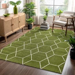 Sanat Teppich &raquo;Trellis, auch als L&auml;ufer und Rund&laquo; rechteckig 10 mm H&ouml;he Kurzflor, skandi, boho, gro&szlig;e Farbauswahl, alle R&auml;ume Kunstfaser B : 200cm 1 Stk., 