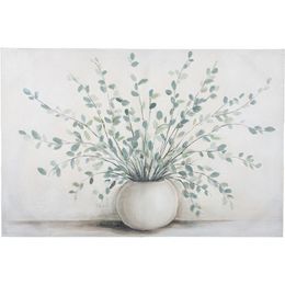 Gilde Metallbild &raquo;Bild rechteckig Vase mit Eukalyptus&laquo; 1 Stk. tlg. beige Poly-Leinwand B/H/T: 120cm x 80cm x 3,5cm, 1 Stk.