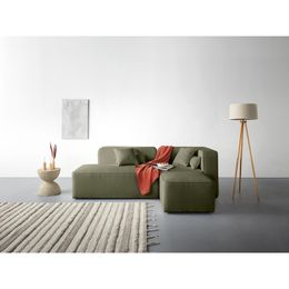 Home Affaire Ecksofa &raquo;Sundstrup L-Form&laquo; Modulserie, individuelle Zusammenstellung gr&uuml;n 93% Polyester, 6% Acryl, 1% Baumwolle B/H/T: 233cm x 76,5cm x 