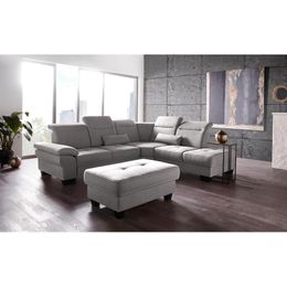 OTTO home Ecksofa &raquo;Cornwall L-Form&laquo; mit Sitztiefenverstellung, Schlaffunktion & Kopfteilverstellung grau Struktur fein (100% Polyester);Luxus-
