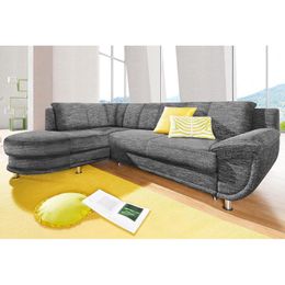 Trendmanufaktur Ecksofa &raquo;Rondo, zeitlos und elegant, bequem, L-Form&laquo; wahlweise mit Federkern, wahlweise mit Bettfunktion grau Softlux -Kunstleder;