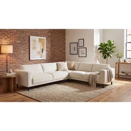 OTTO home Ecksofa &raquo;Sveeva, L-Form, B.288 cm, schwarze Metallf&uuml;&szlig;e&laquo; langlebiger Webstoff, mit Wellenunterfederung, viele Farben beige 100% PES B/H/T: 