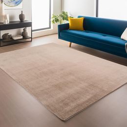 Ayyildiz Teppiche Teppich &raquo;JOY 1400, auch als L&auml;ufer und in Rund erh&auml;ltlich&laquo; rechteckig 11 mm H&ouml;he besonders weich, uni Kurzflor, Wohnzimmer, Kinderzimmer beige 