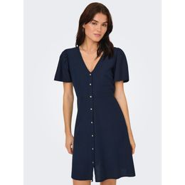 Only Damen Minikleid "ONLVITA LIFE S/S SHORT DRESS NOOS WVN"navy blazer, Gr. S, unifarben, Web, Obermaterial: 50% Viskose, 40% Baumwolle, 10% Leinen,