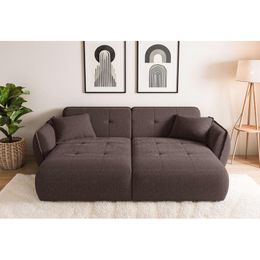 Home Affaire Big-Sofa &raquo;MIRELDA Design-Sofa mit Steppungen, extra tief, Breite 251 cm&laquo; Sitztiefe 123cm, elegant und bequem, 2 Zierkissen, belastbar bis